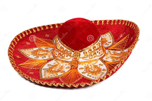 Red sombrero isolated stock photo. Image of mexico, braid - 8000192
