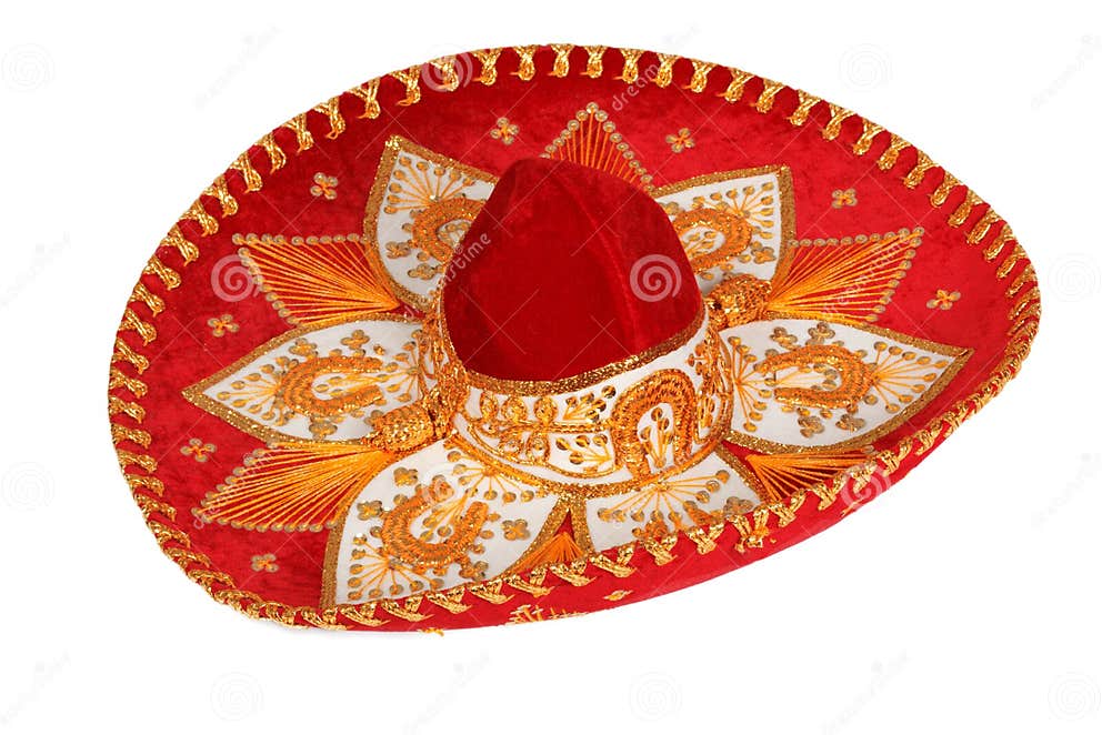 Red sombrero isolated stock image. Image of mexico, white - 8710407