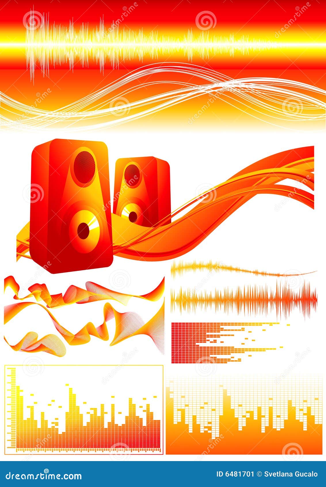 Red_sound_elements stock vector. Illustration of amplifier - 6481701