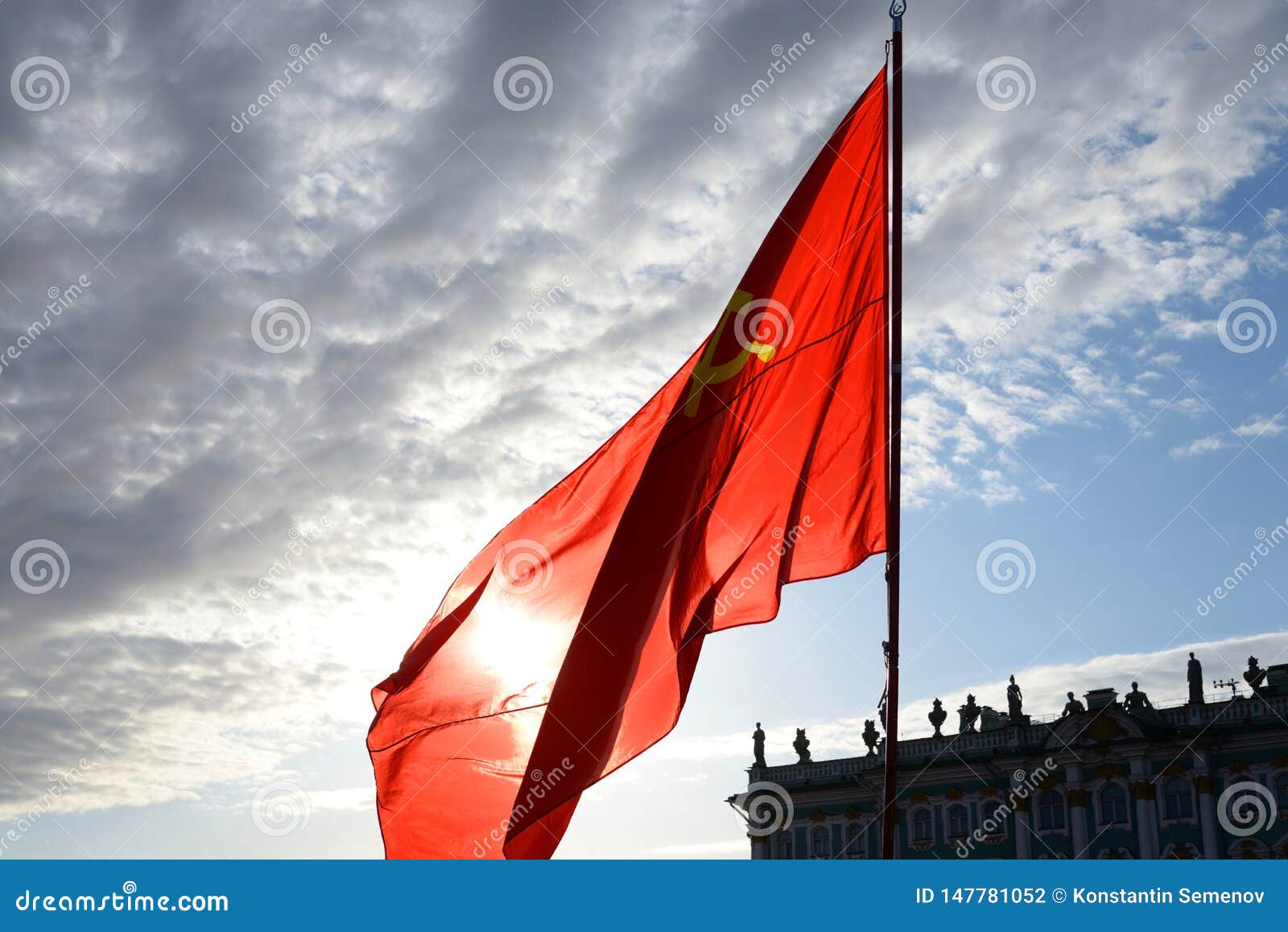 Red soviet flag stock photo. Image of flutter, flagstaff - 147781052