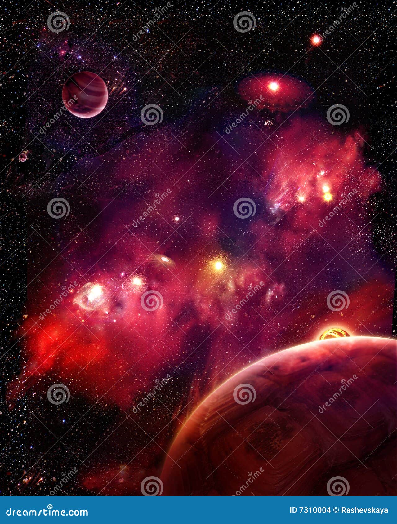 Red space stock illustration. Illustration of planets - 7310004