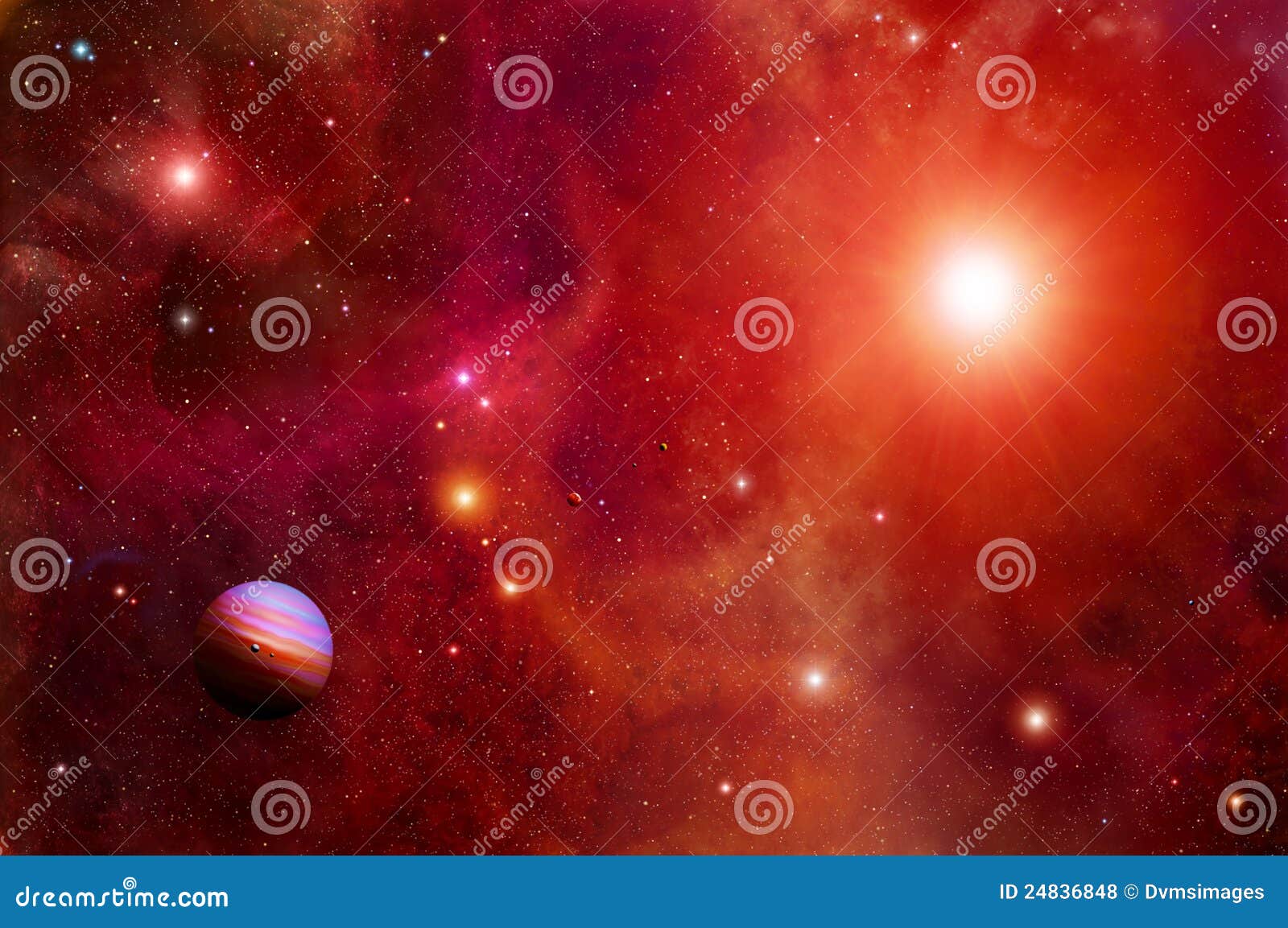 Red Sun Space and planets stock illustration. Illustration of ...