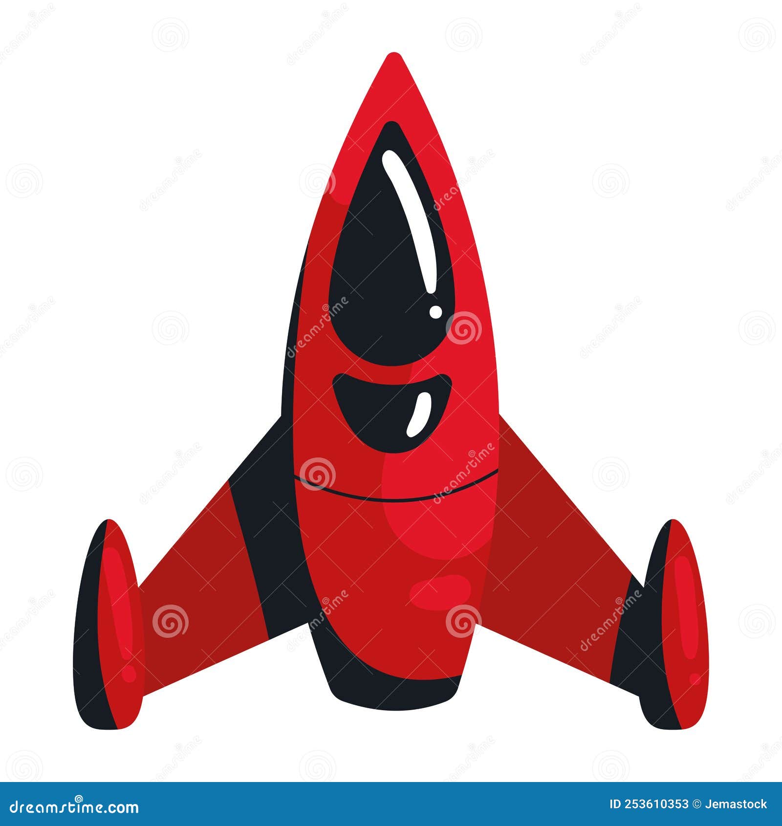 Red Spaceship Space Outer Retro Stock Illustration - Illustration of ...