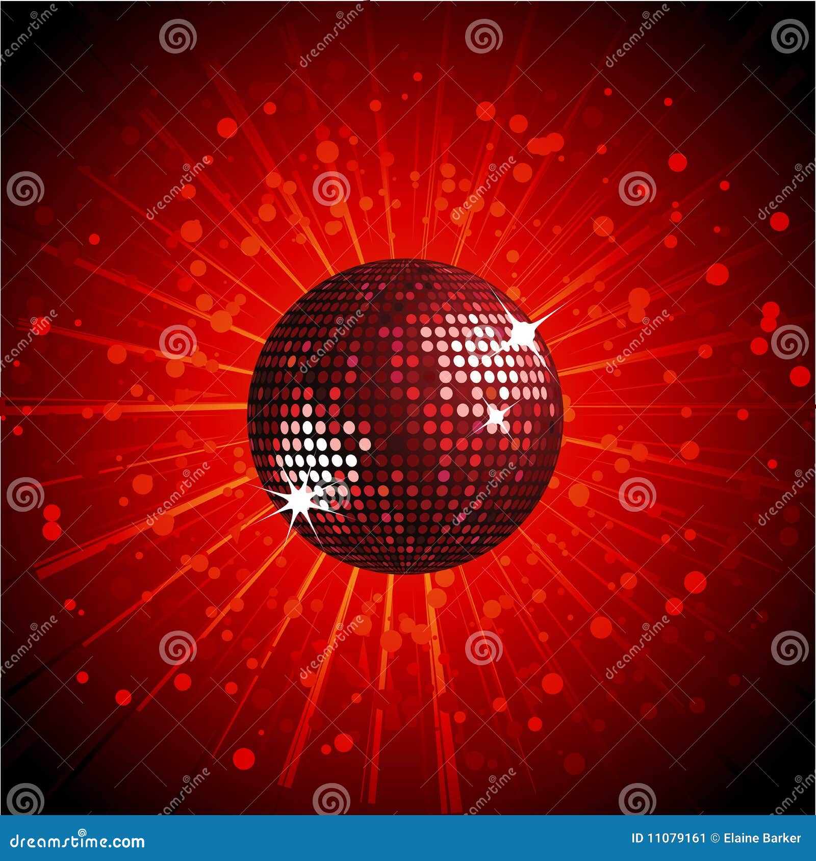 Red sparking disco ball stock illustration. Illustration of music ...