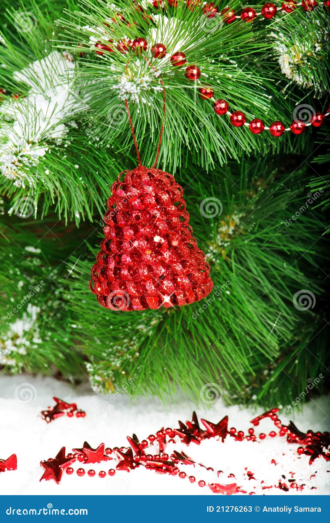 Red sparkling bell stock image. Image of green, beads - 21276263