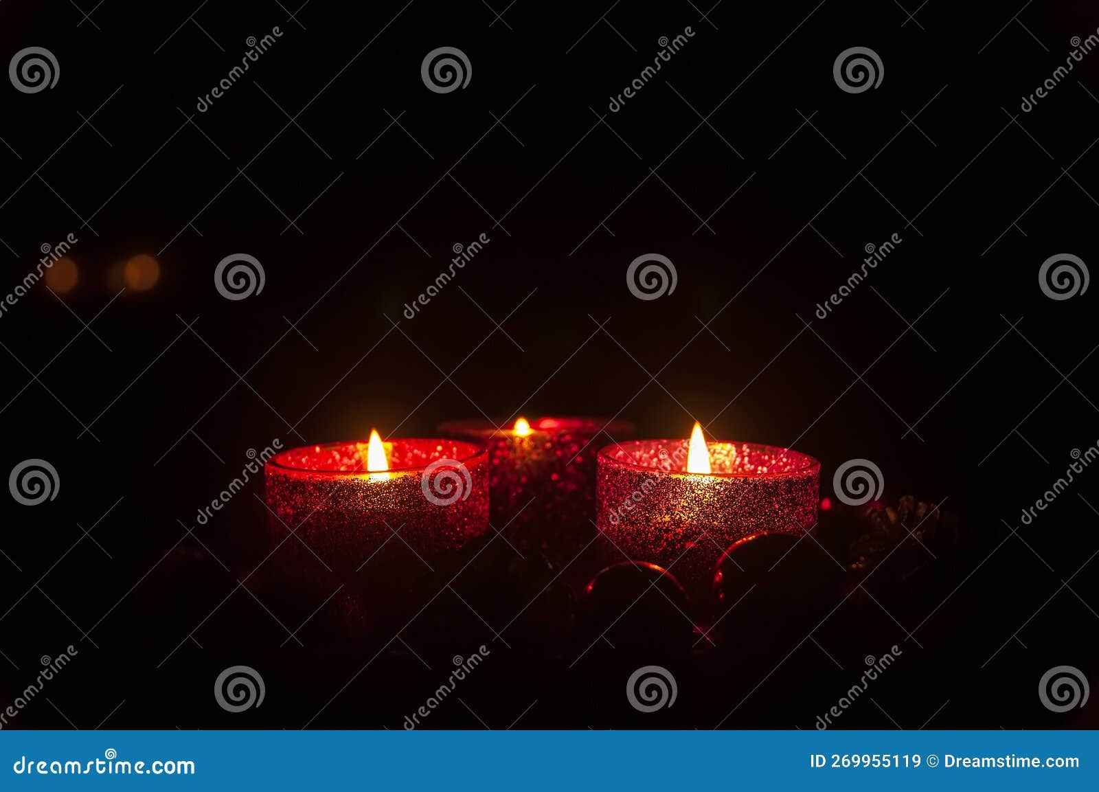 Red sparkling candles stock image. Image of comfort - 269955119