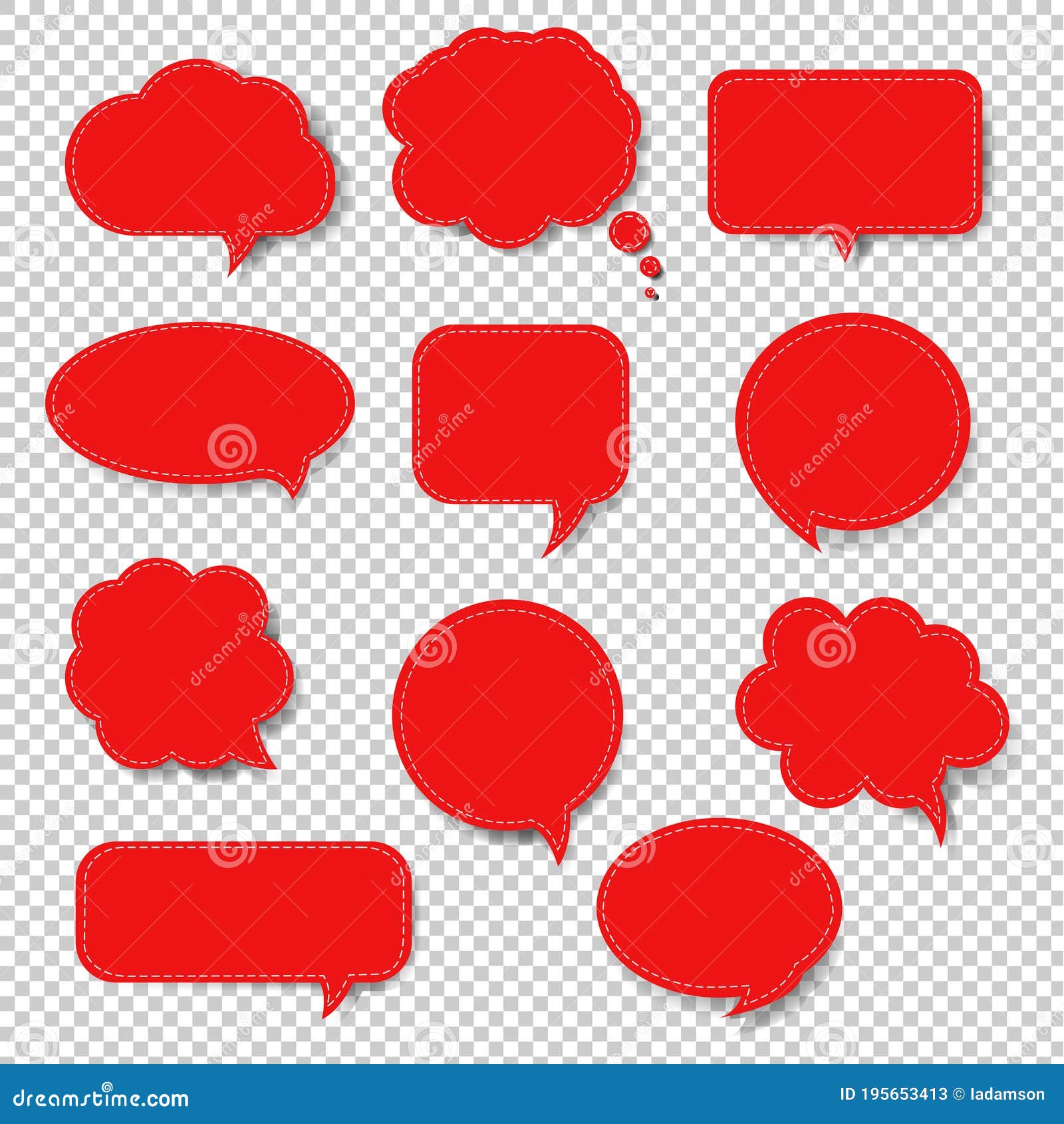 Red Speech Bubble Set Isolated Transparent Background Stock Vector ...