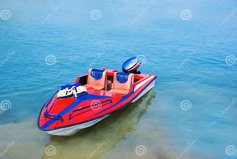 Red Speed Boat stock photo. Image of blowing, ship, power - 5028432