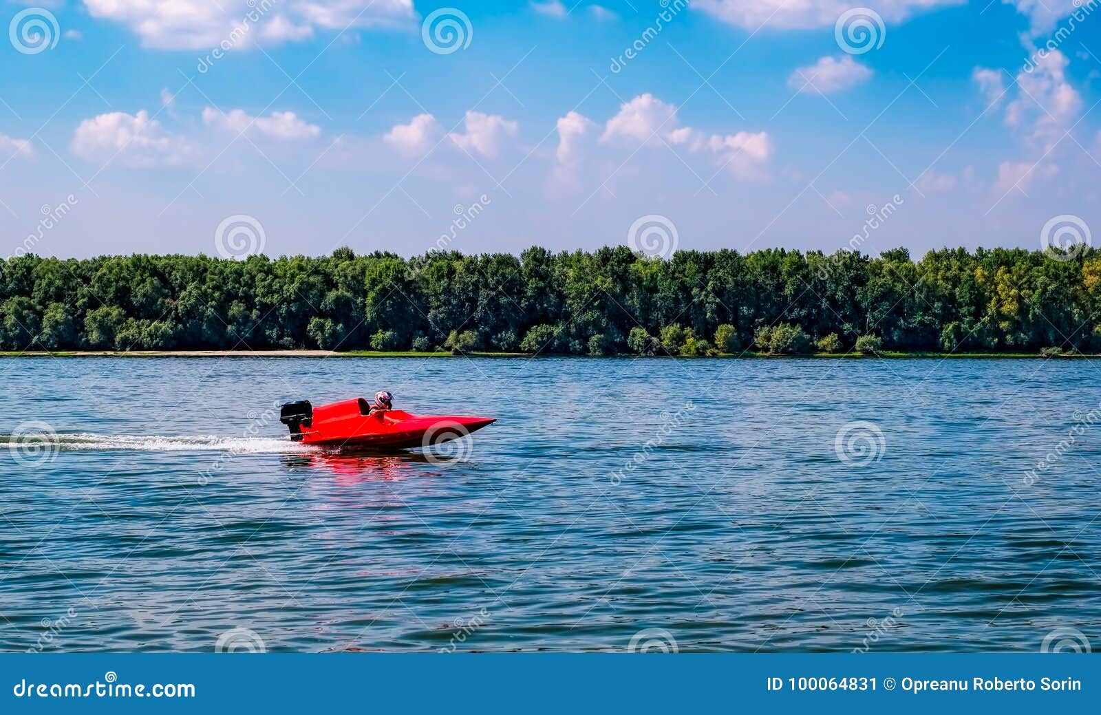 Red speed boat stock image. Image of lake, ocean, coastline - 100064831