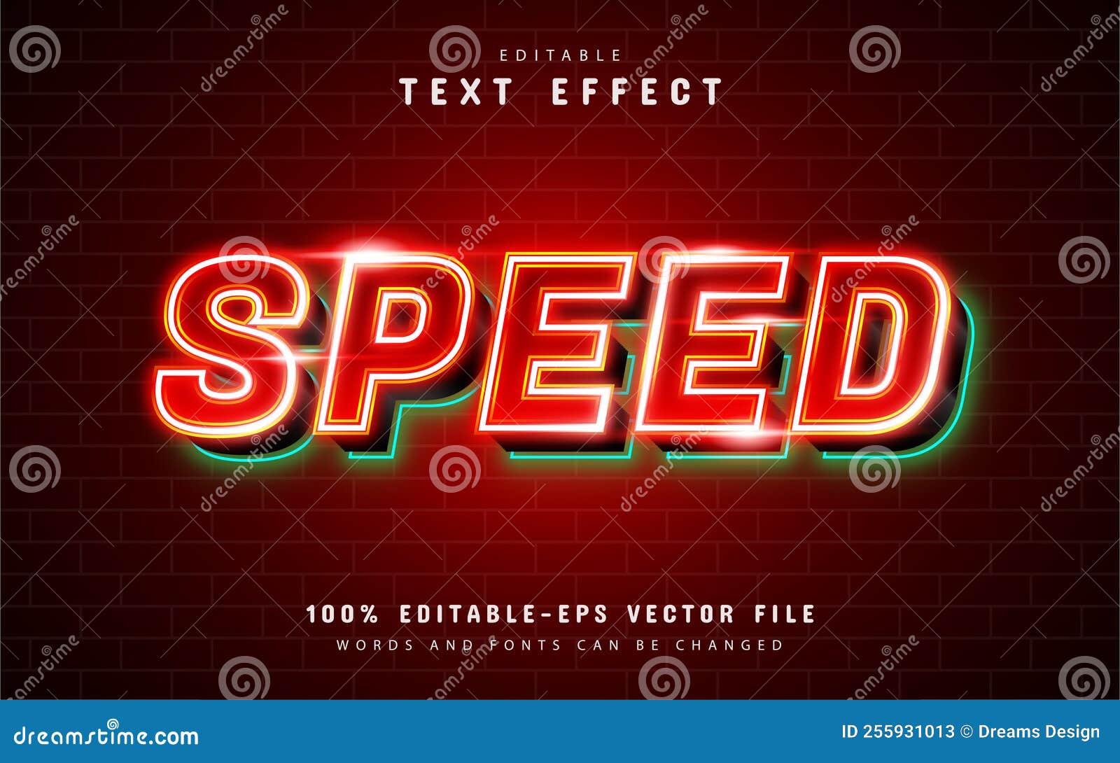 Red speed text effect stock vector. Illustration of splash - 255931013