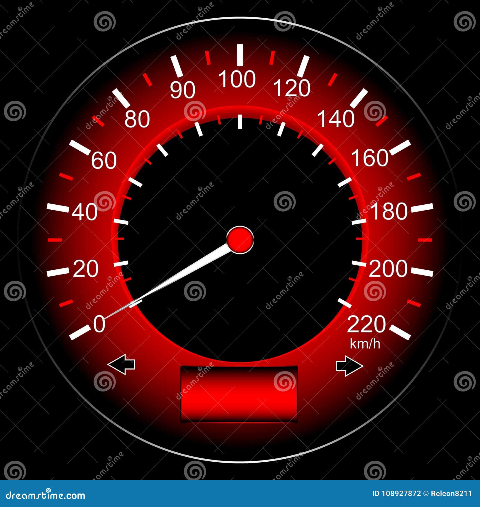 Red speedometer car stock illustration. Illustration of black - 108927872