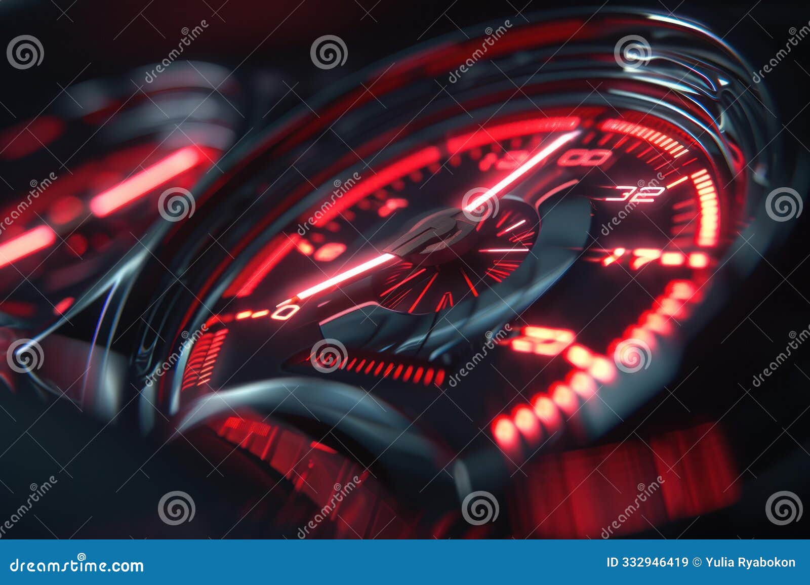 Red Speedometer Showing High Speed Reaching Performance Limit Stock ...
