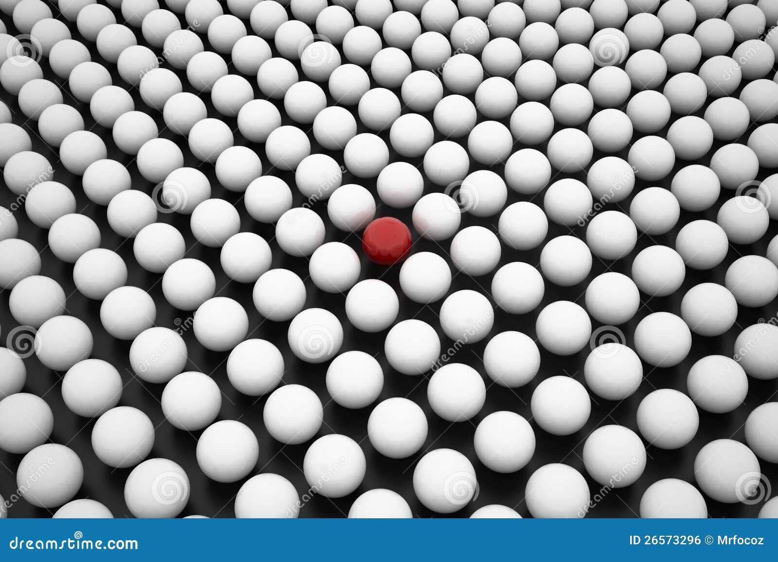 Red Sphere between Array of White Spheres Stock Illustration ...