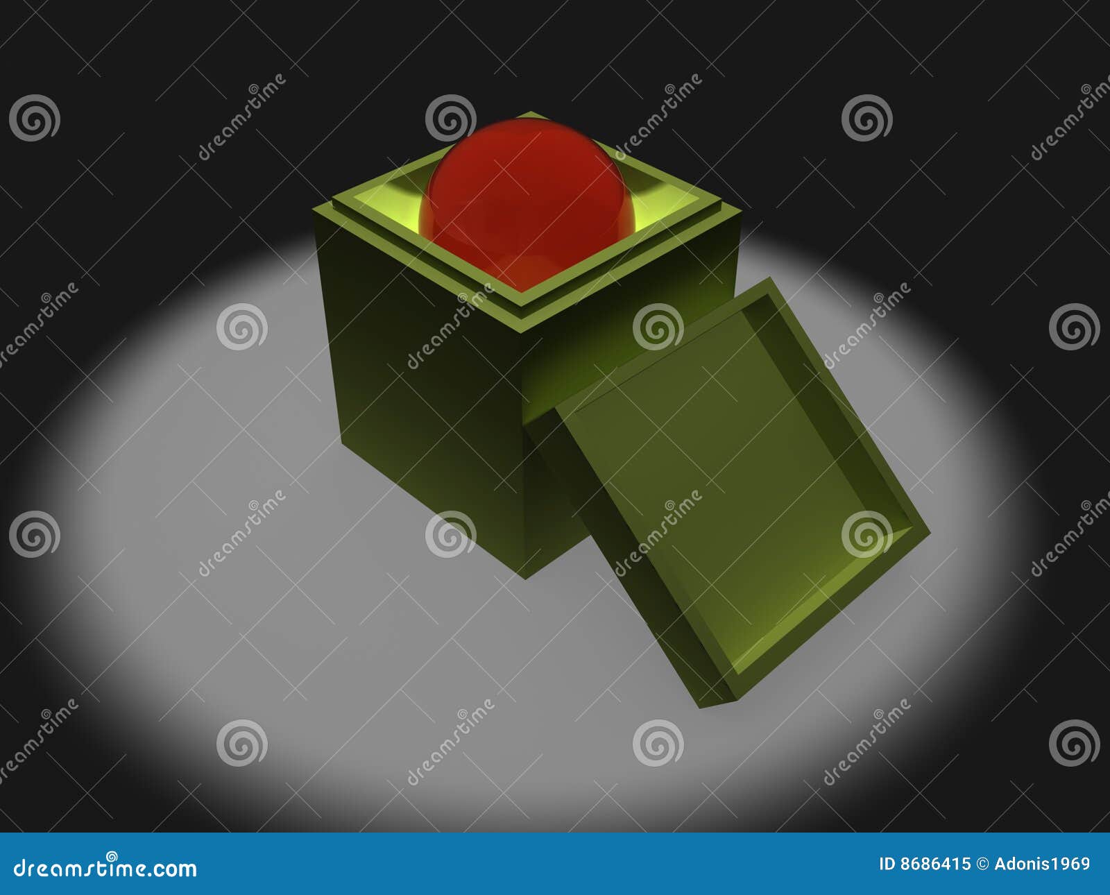 Red sphere in box stock illustration. Illustration of grey - 8686415