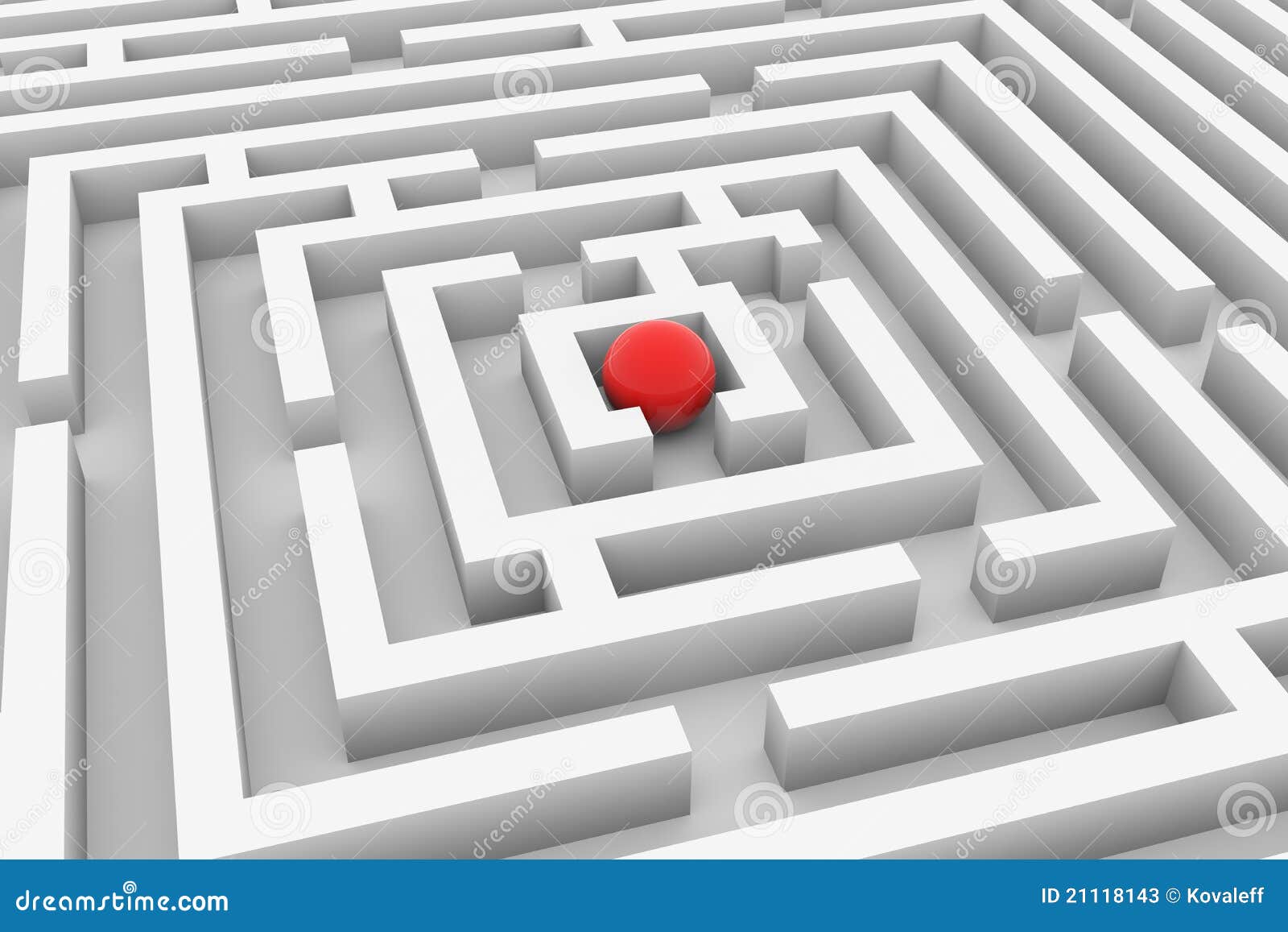 Red Sphere in a Center of Maze. Stock Illustration - Illustration of ...