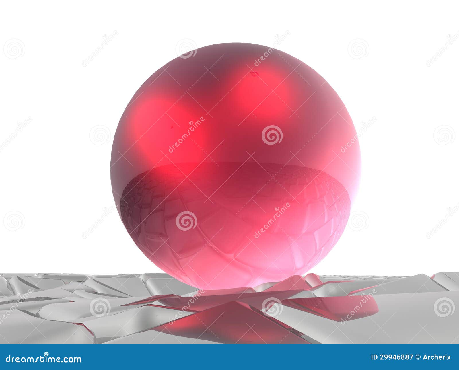 Red sphere on grey cubes stock illustration. Illustration of ...