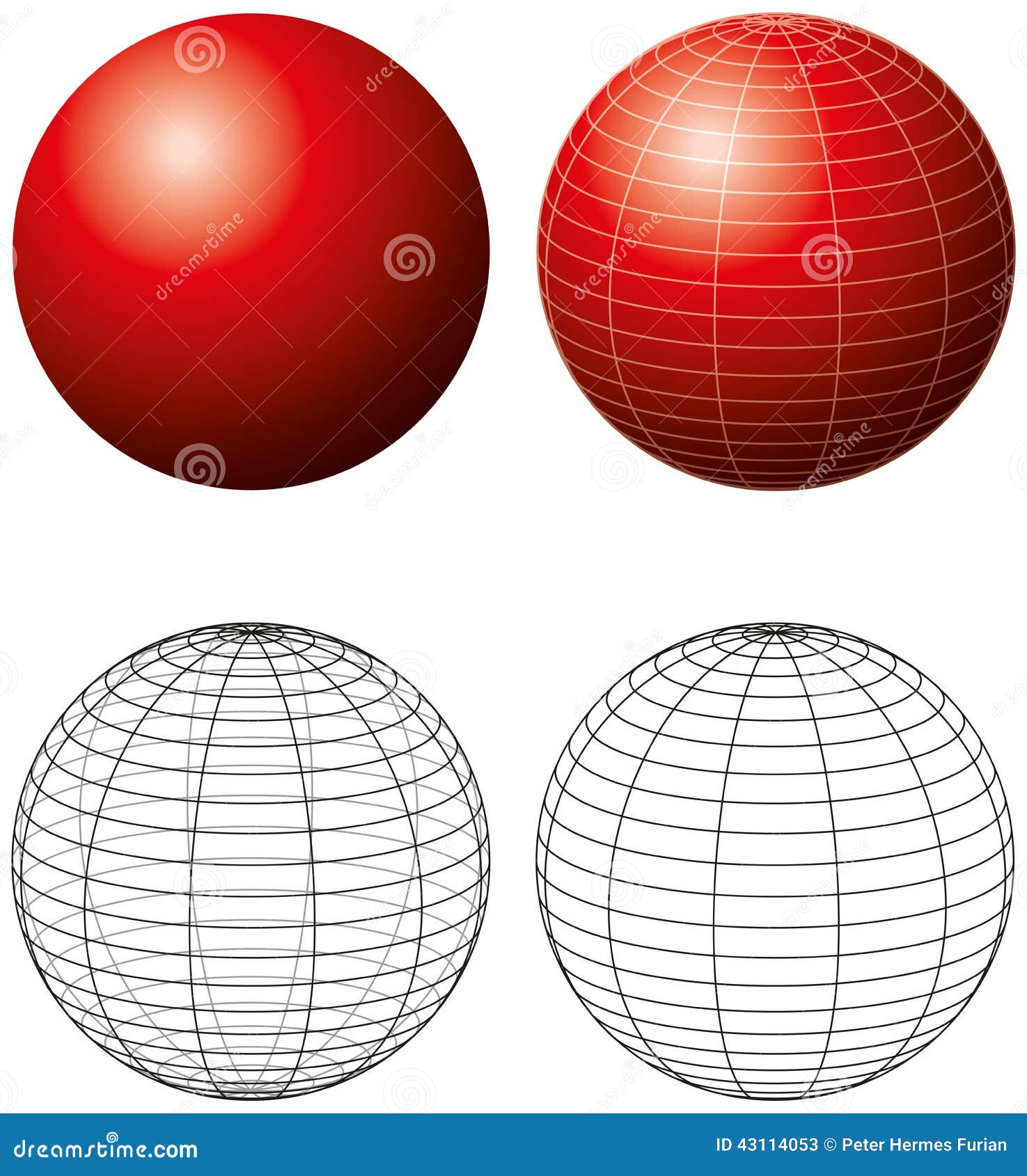 Red Sphere with Meridians stock vector. Illustration of geography ...