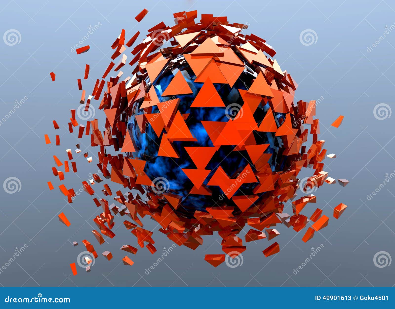 Red Sphere Shattered Abstract 3d Isolated Stock Illustration ...