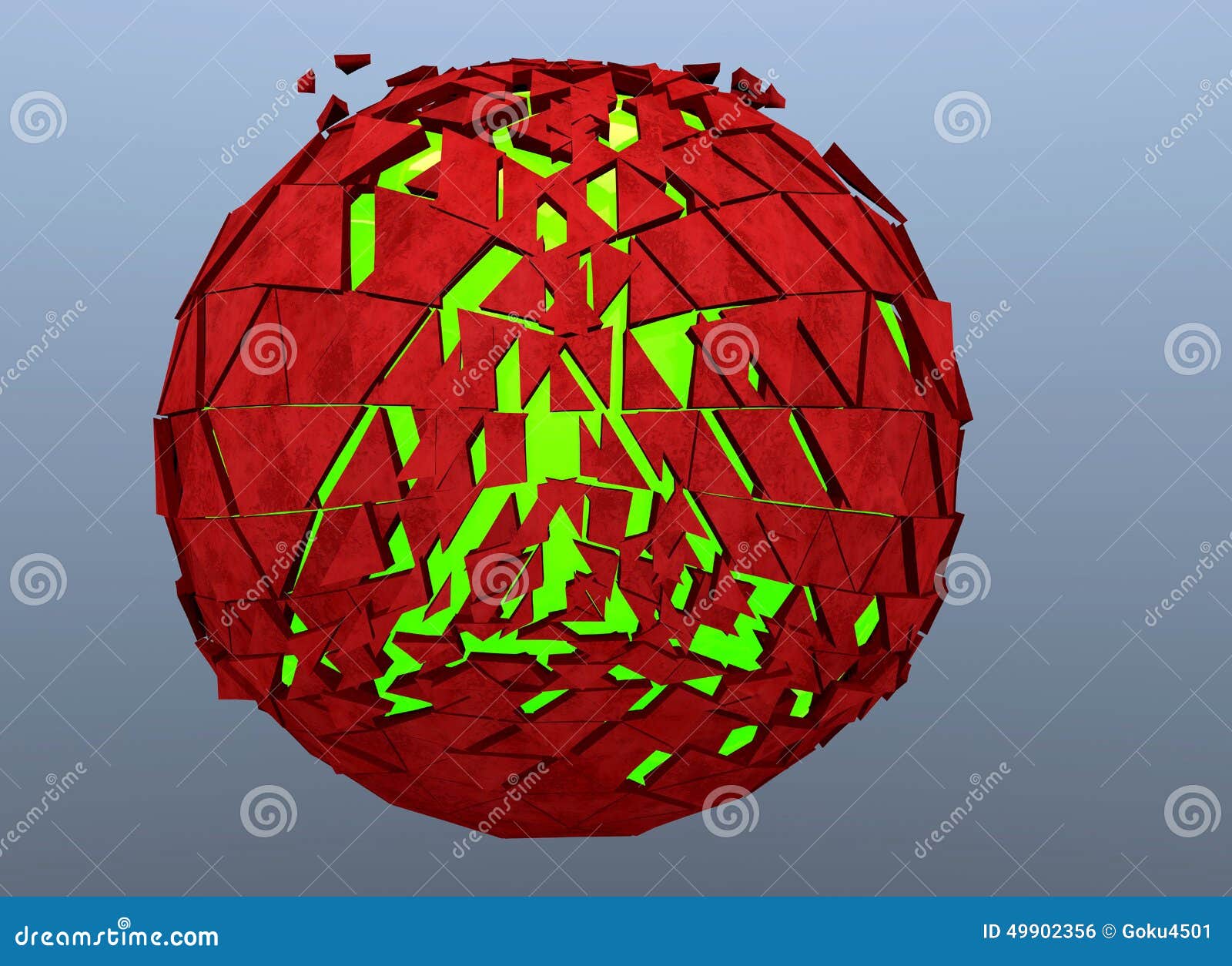 Red Sphere Shattered Abstract 3d Isolated Stock Illustration ...