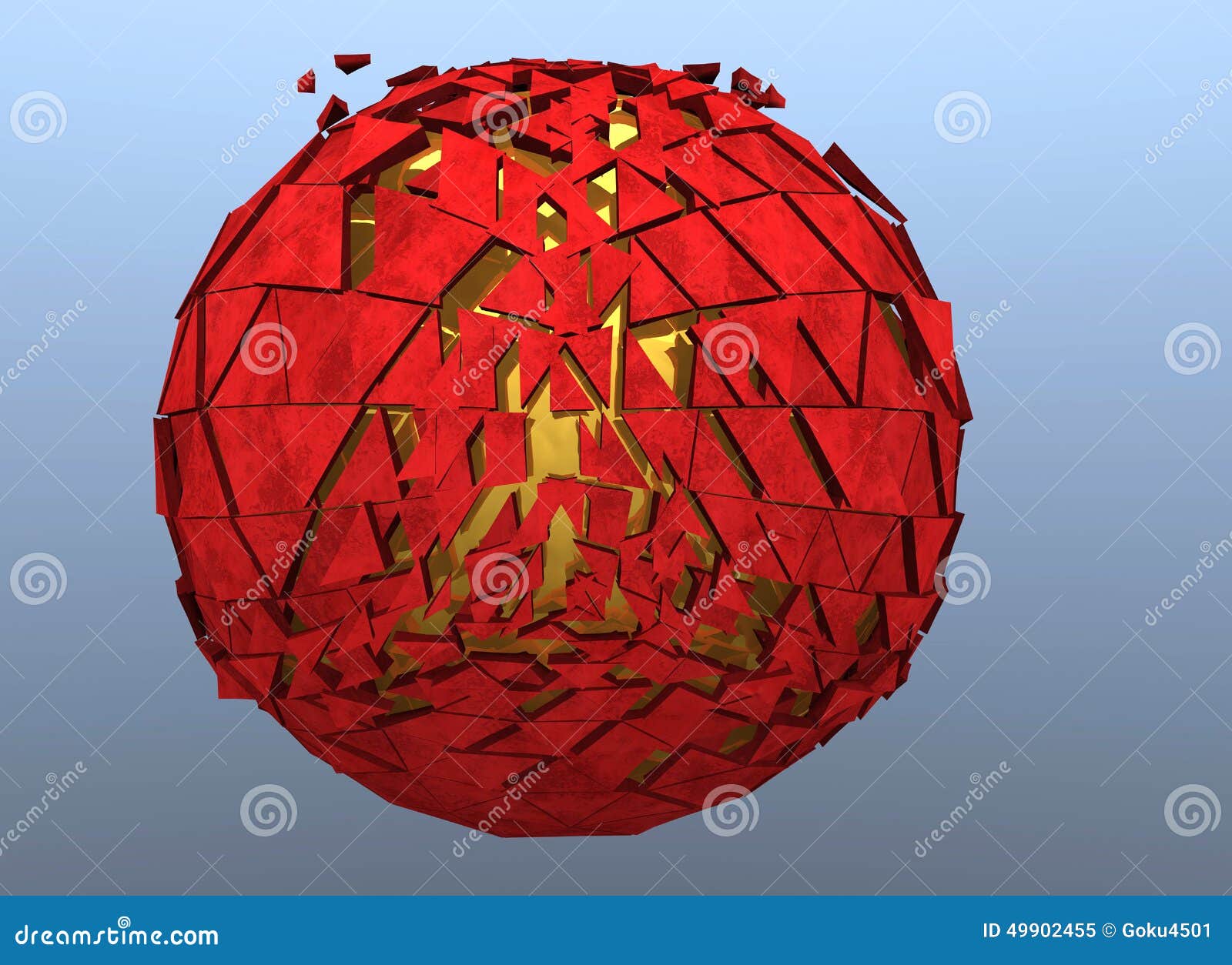 Red Sphere Shattered Abstract 3d Isolated Stock Illustration ...