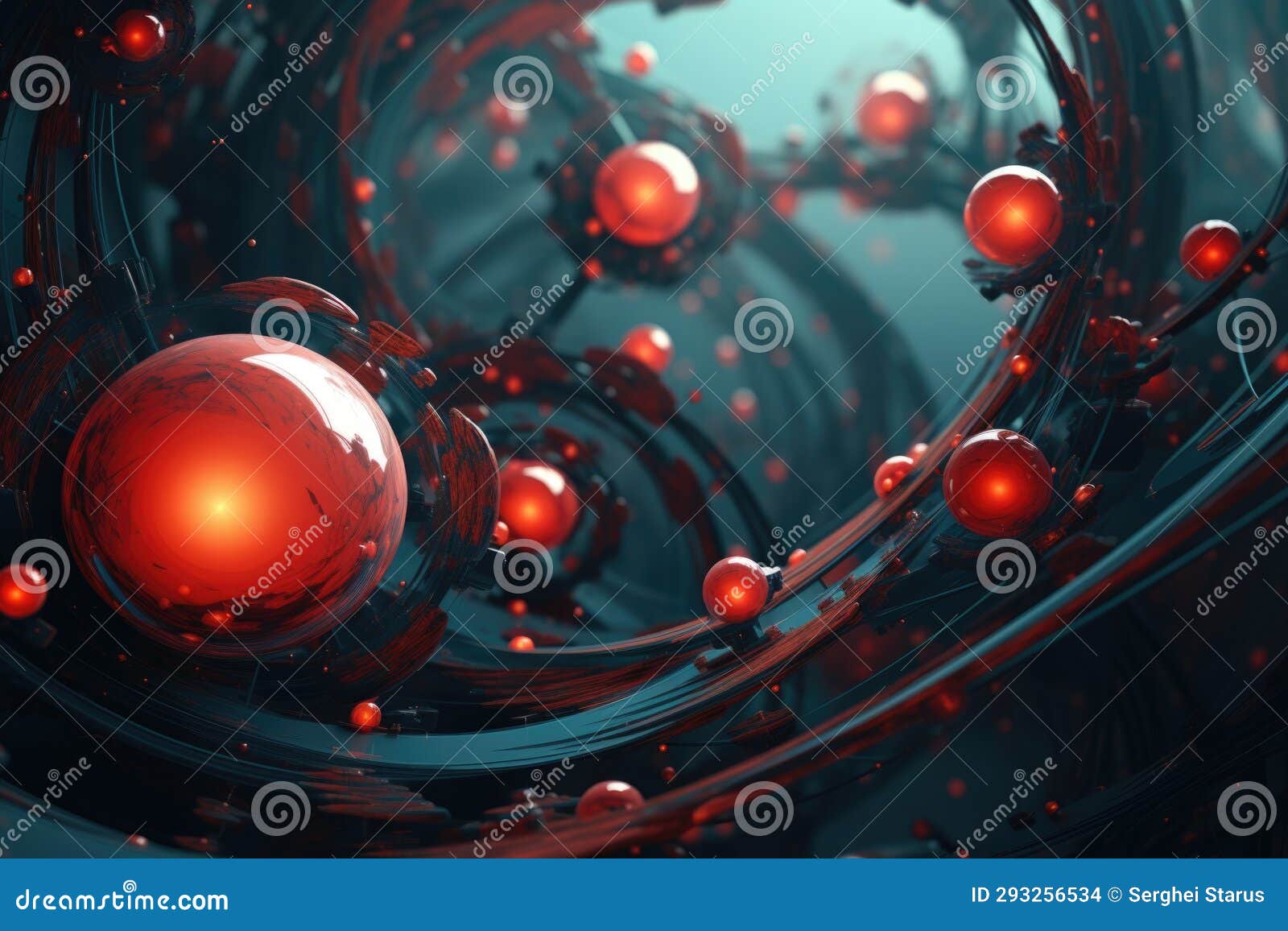 A Red Sphere Surrounded by Black and White Circles, AI Stock ...