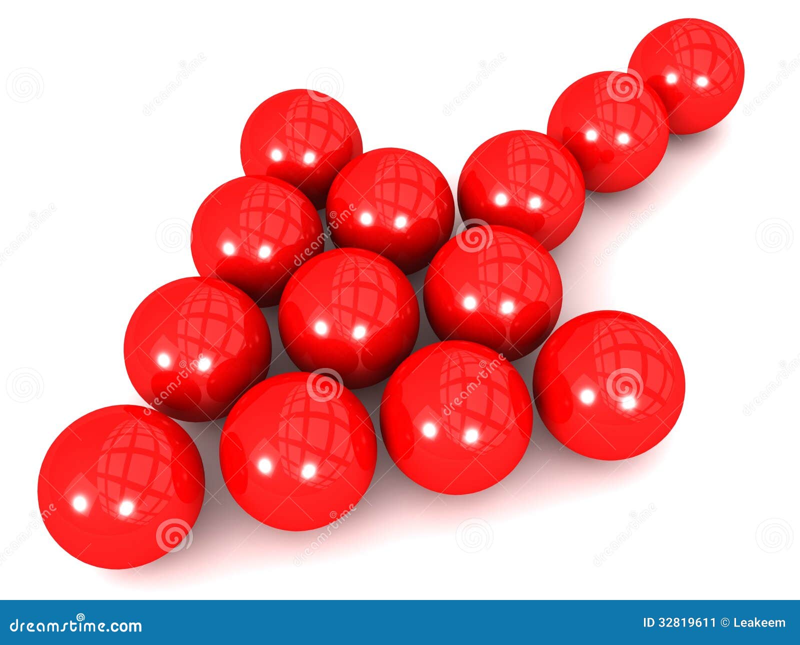 Red Spherical Balls in Arrow Formation Stock Illustration ...