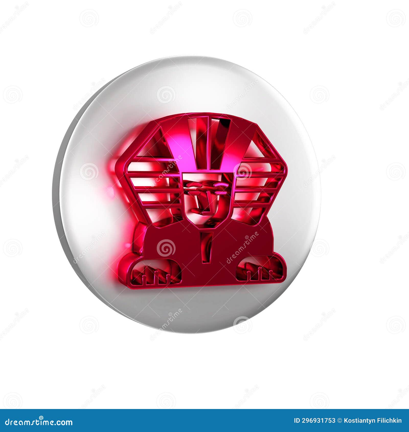 Red Sphinx - Mythical Creature of Ancient Egypt Icon Isolated on Transparent Background. Silver ...