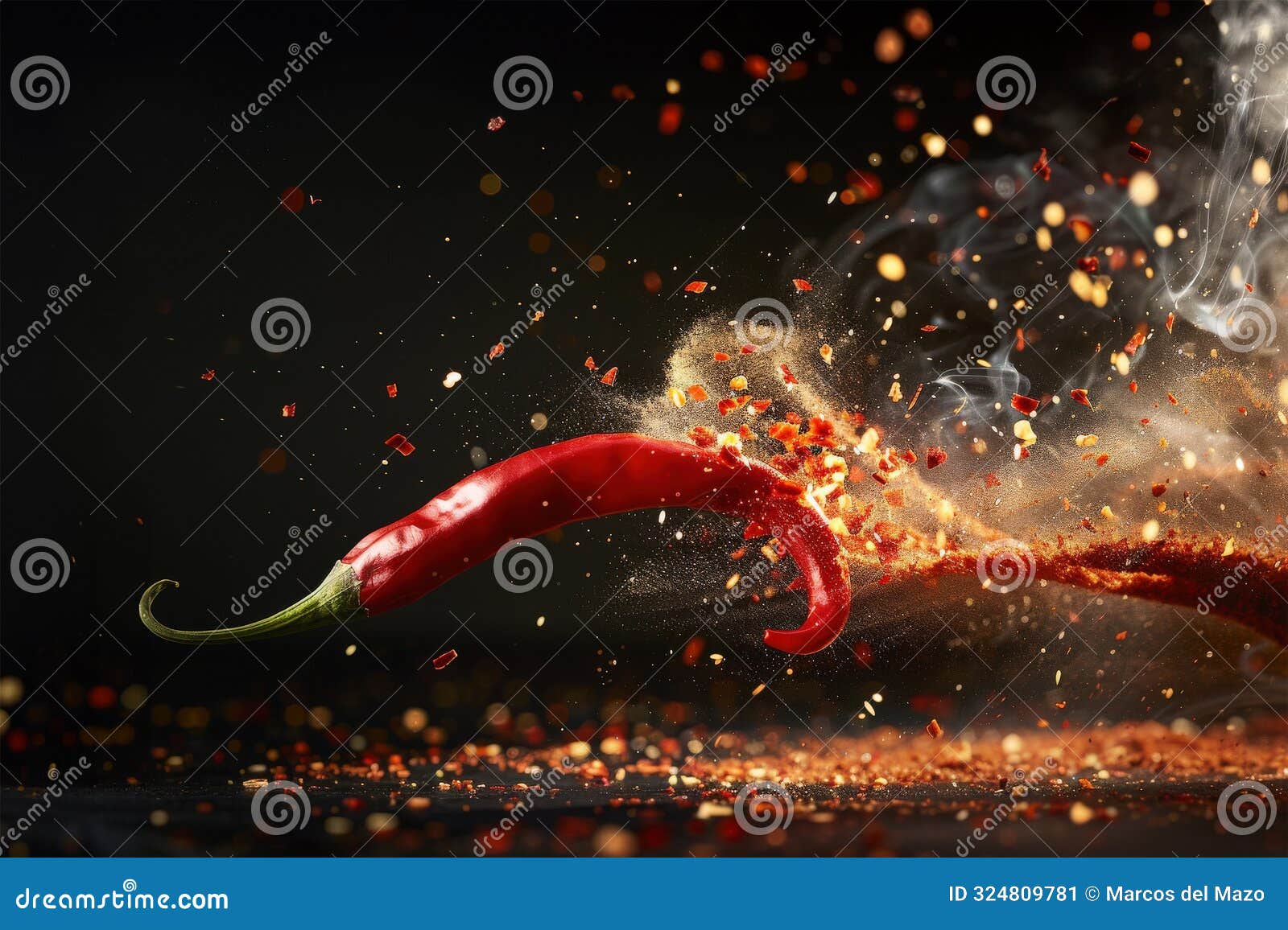 Red Spicy Chili Pepper Exploding, Hot Food Recipe Ingredient Stock ...