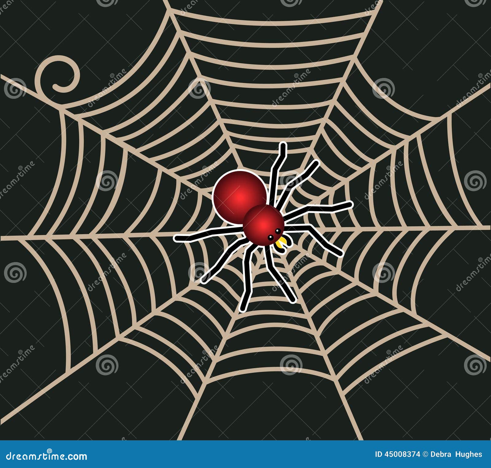Red spider on web stock vector. Illustration of insect - 45008374