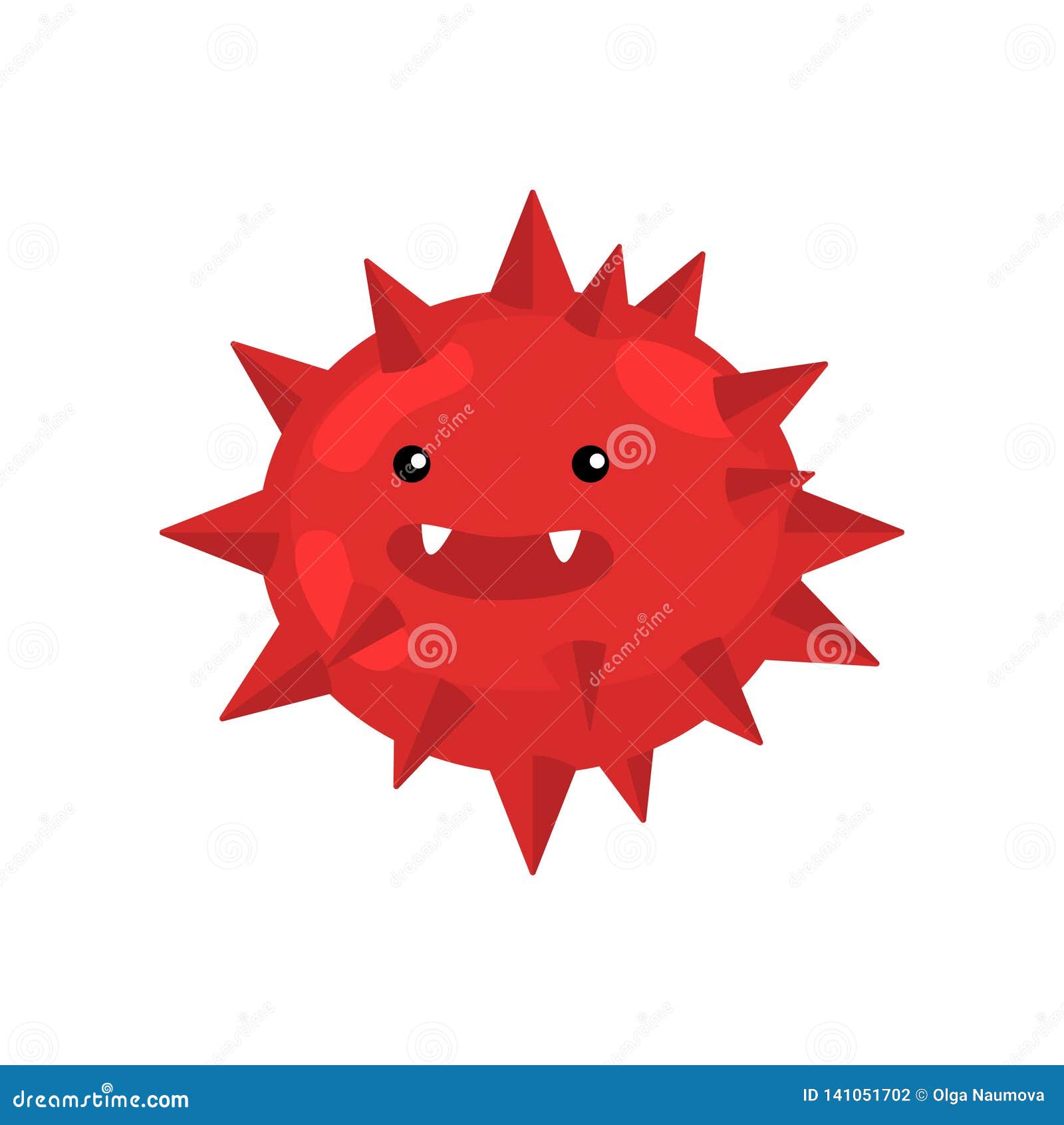 Red Spiky Round Bacterium or Virus Closeup Isolated on White Background ...