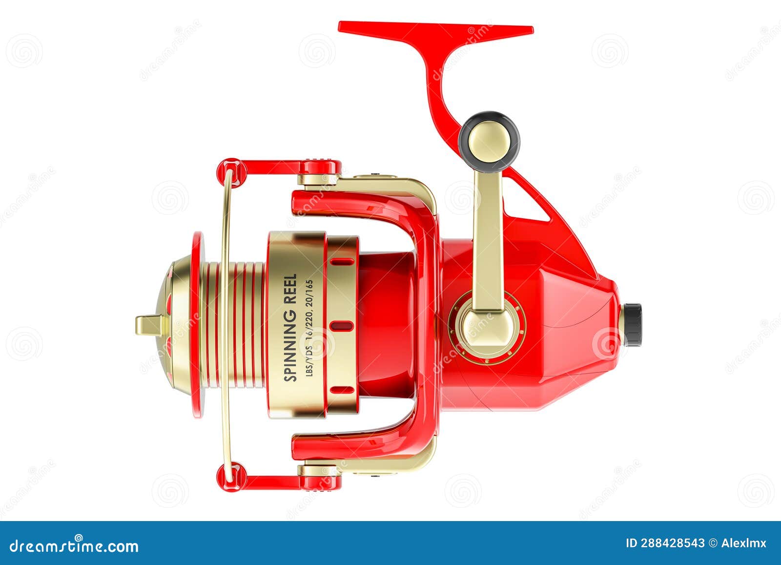 Red Spinning Reel, Side View. 3D Rendering Stock Illustration ...