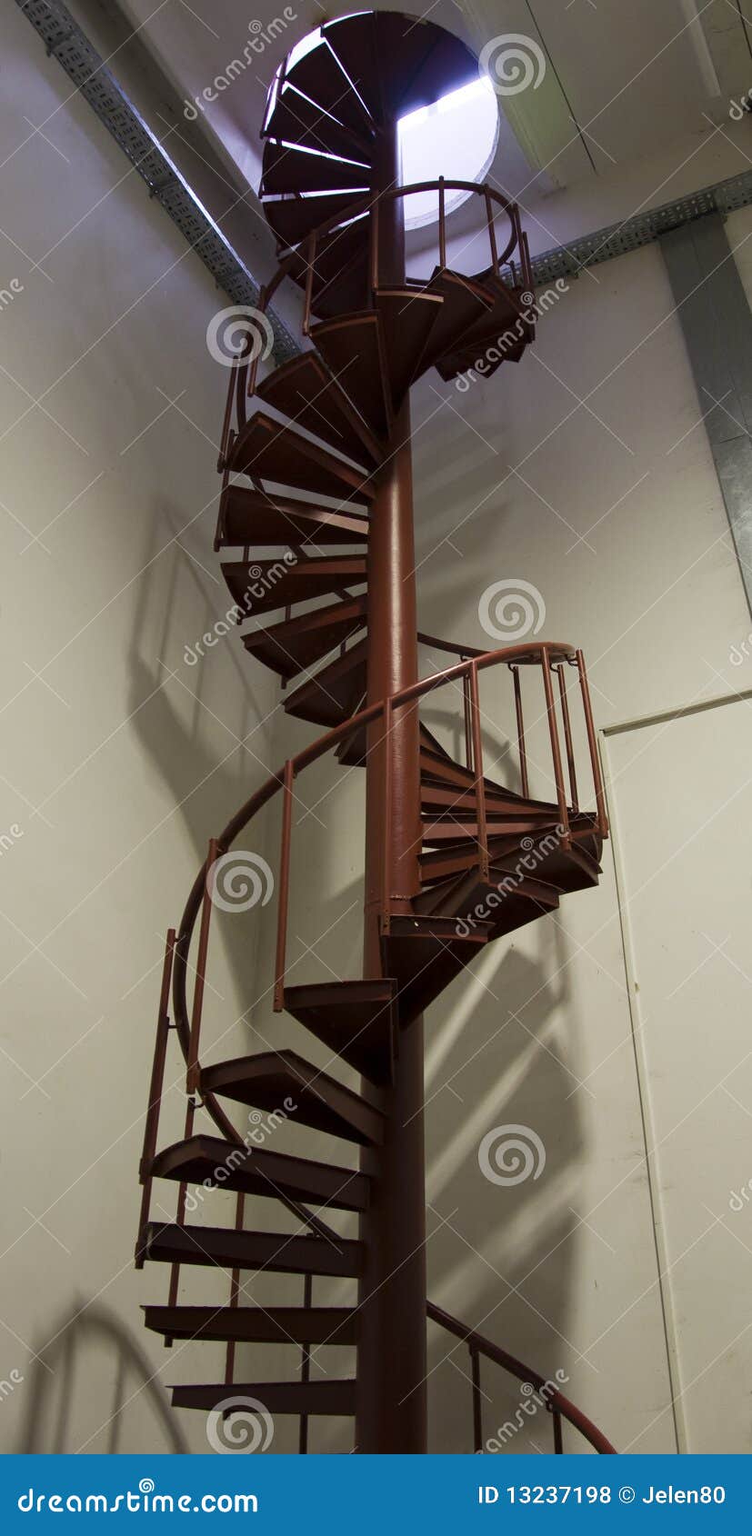 Red spiral fire stairs stock photo. Image of exit, fire - 13237198