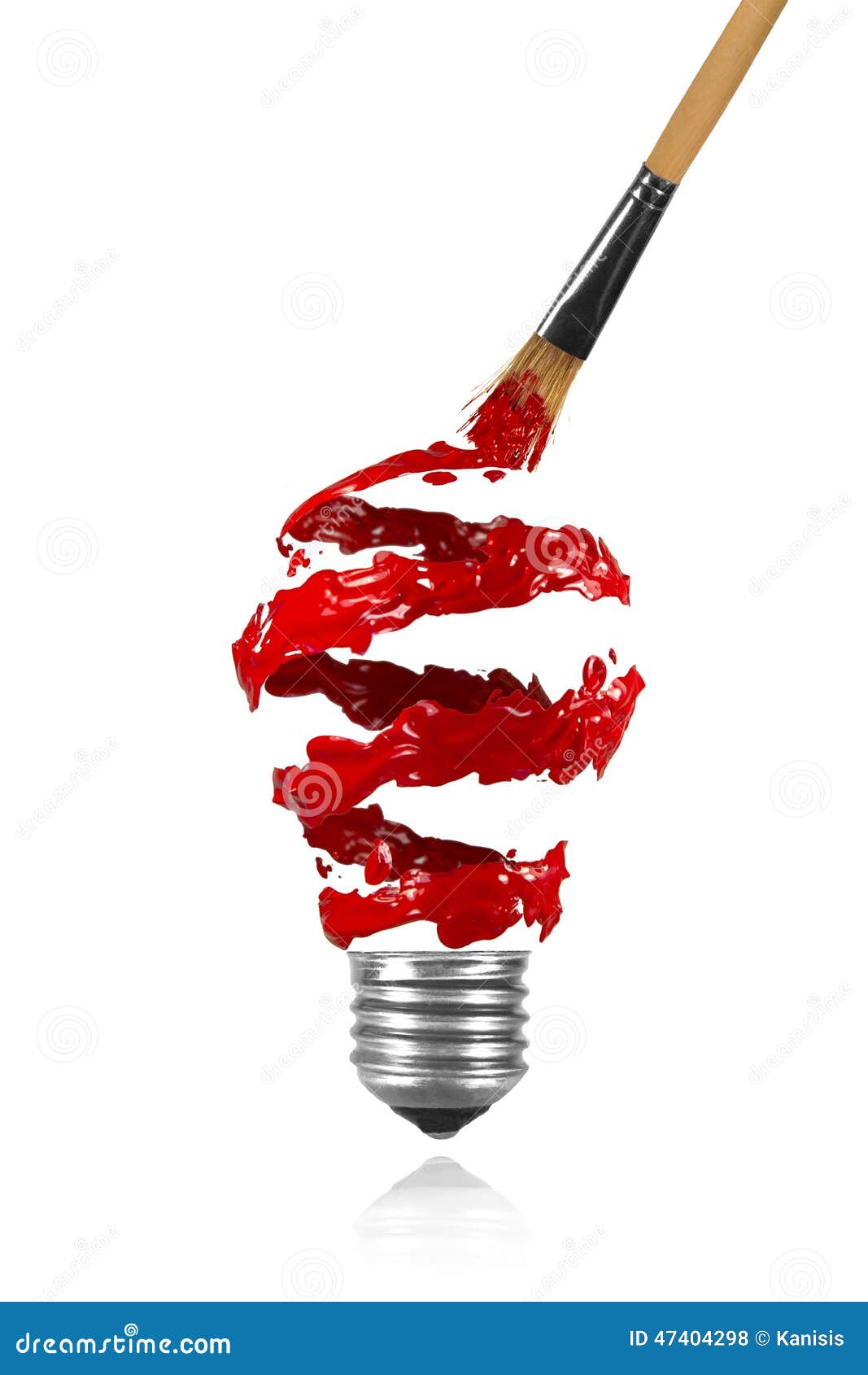 Red Spiral Paint Trace and Paintbrush Made Light Bulb Stock ...