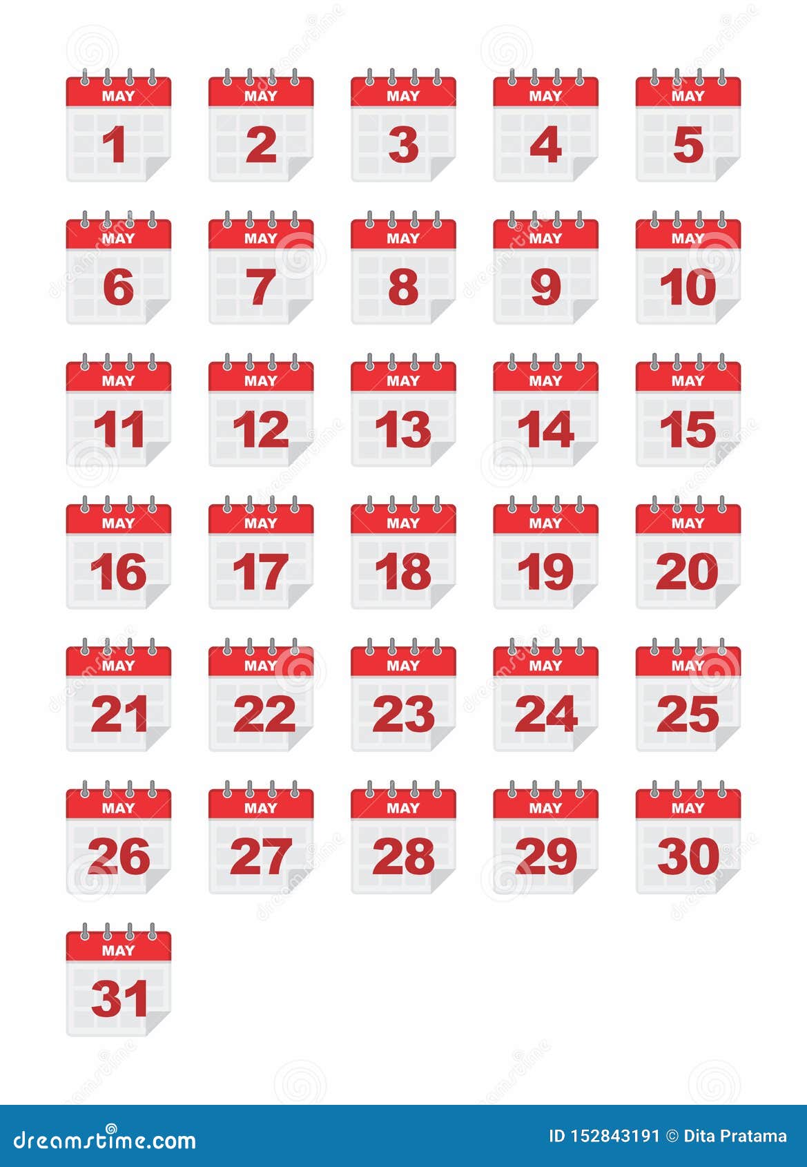 Daily Spiral Paper Calendar Icon May. Stock Illustration - Illustration ...