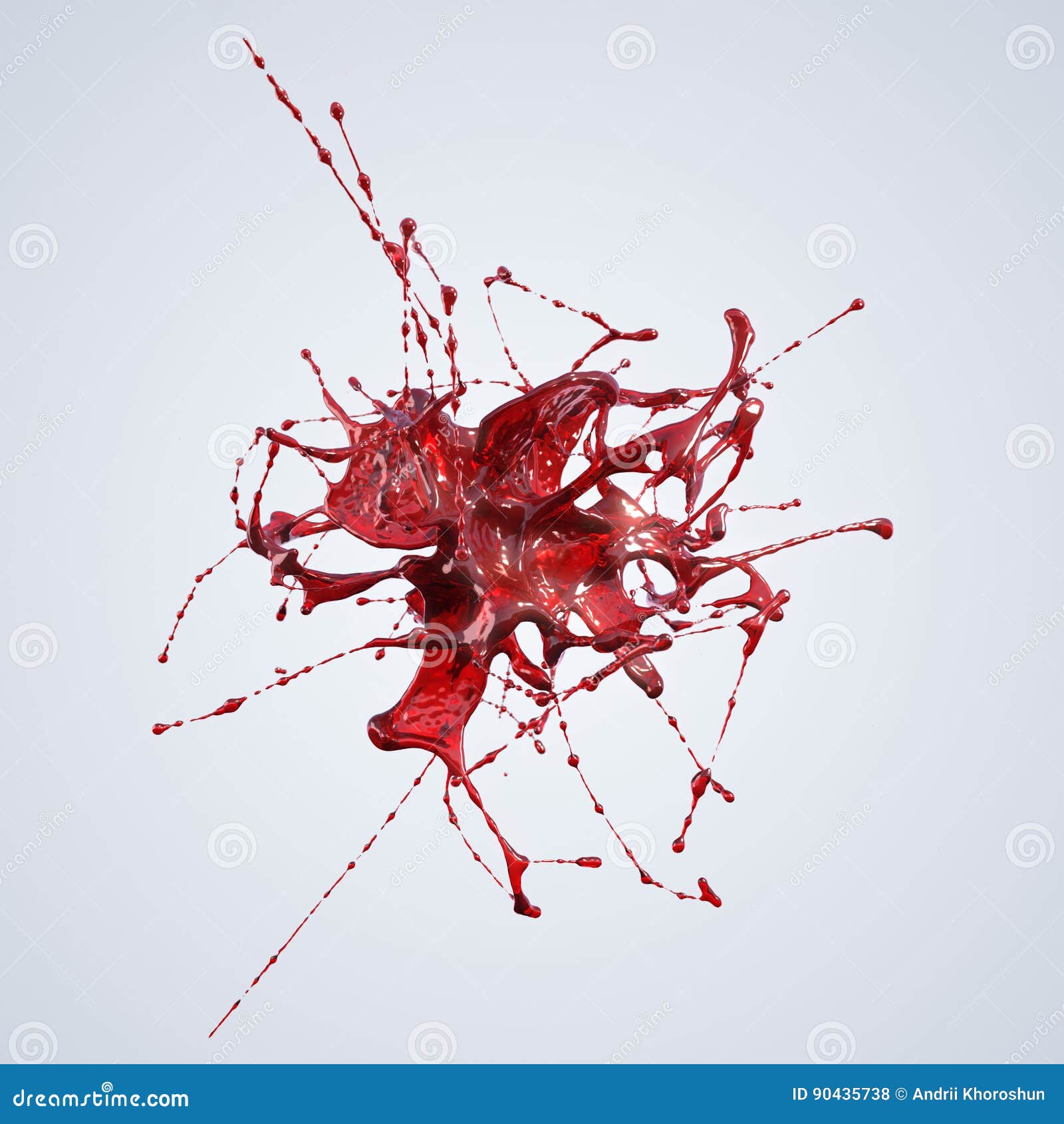 Red Splash Isolated on Light 3d Rendering Stock Illustration ...