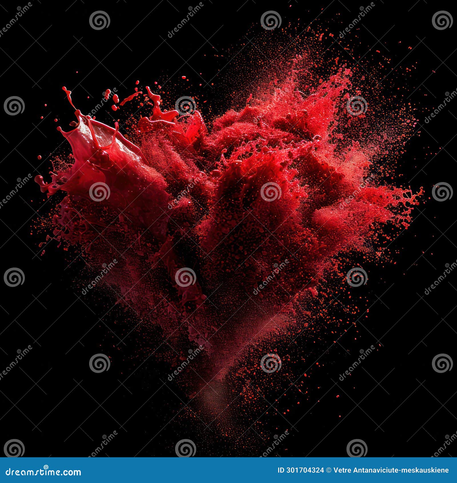 Red Splash in the Shape of a Heart on Black Background. Stock Photo ...