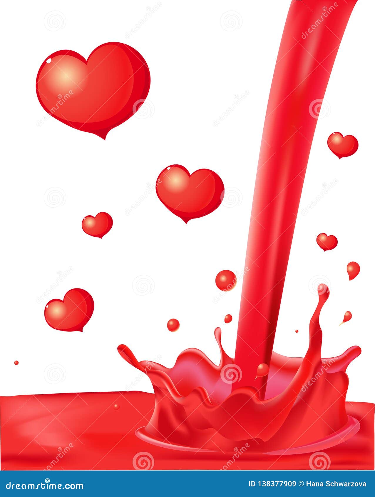 Red Splash with Valentines Heart Abstract Love Vector Illustration ...