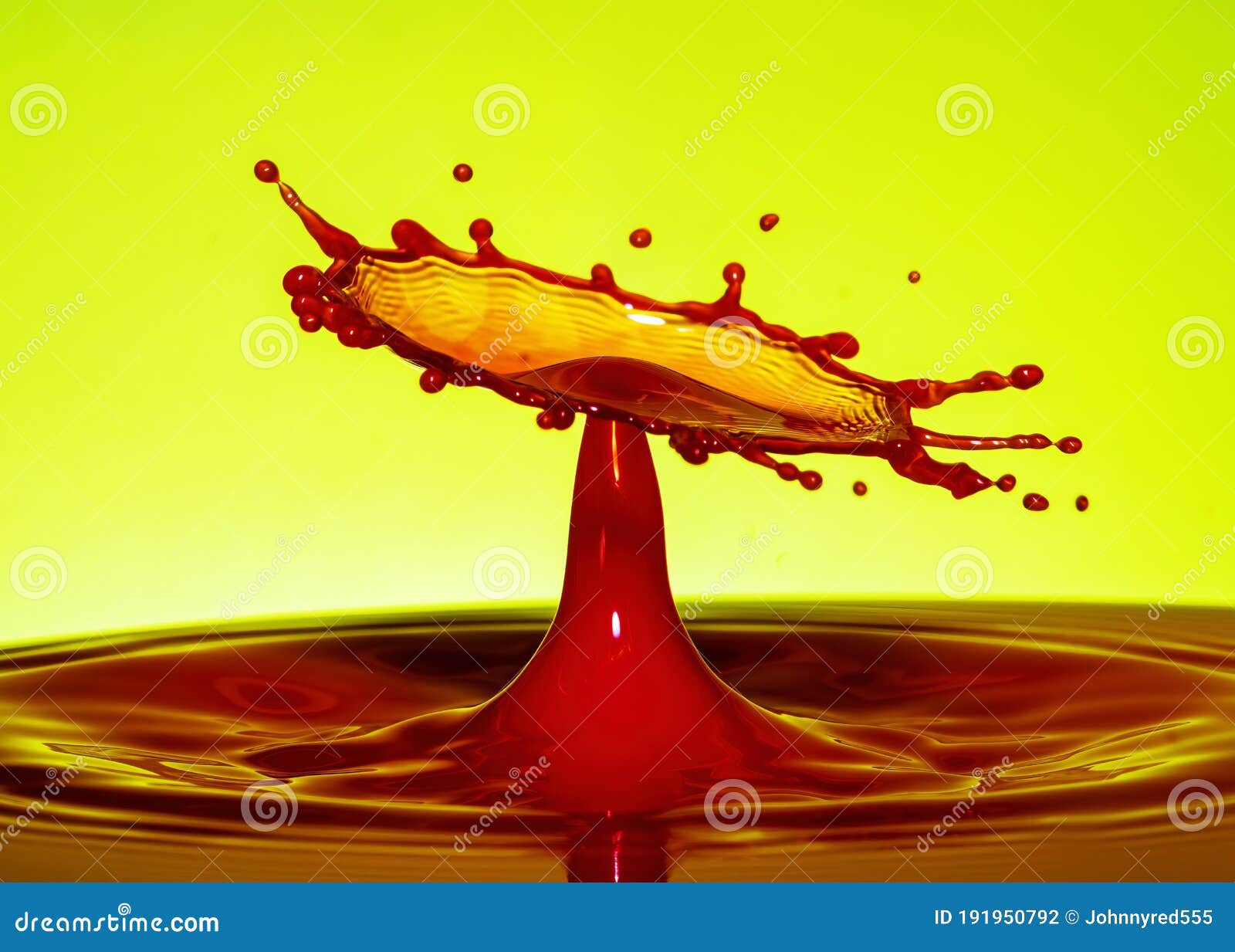 Red Splash on a Yellow Background Stock Photo - Image of shape, water ...