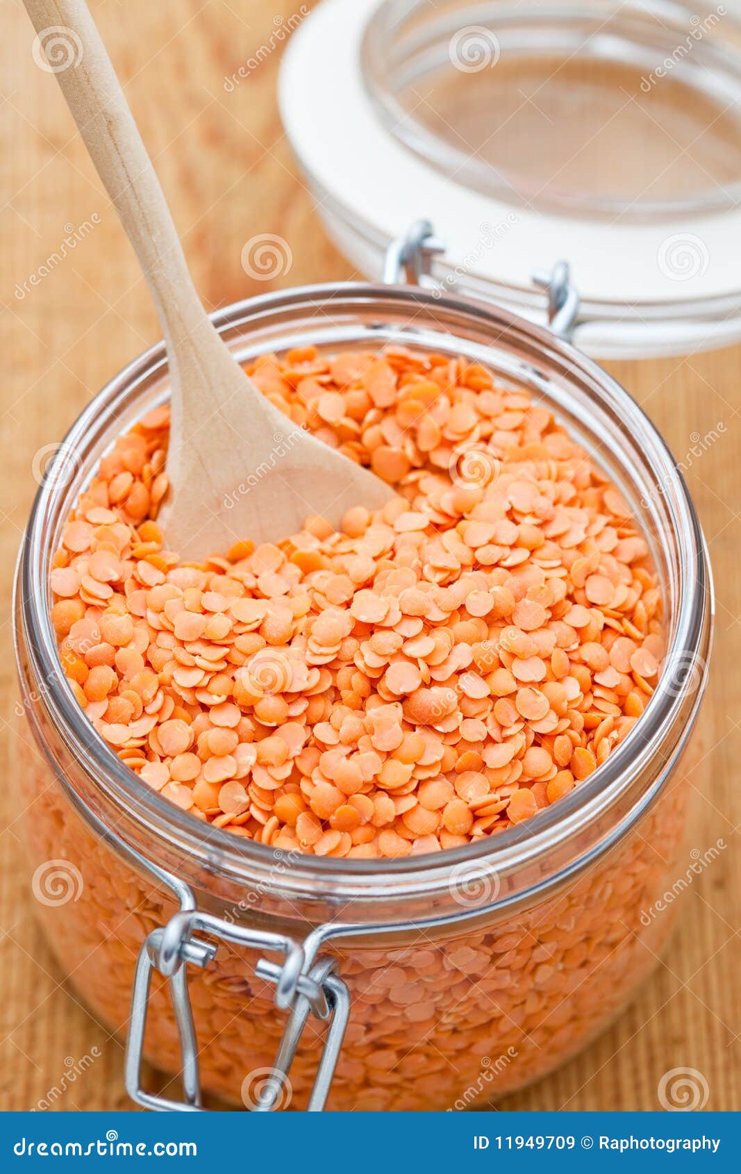 Dry Split Red Lentils In A Silver Bowl On Wooden Old Table. Rustic ...