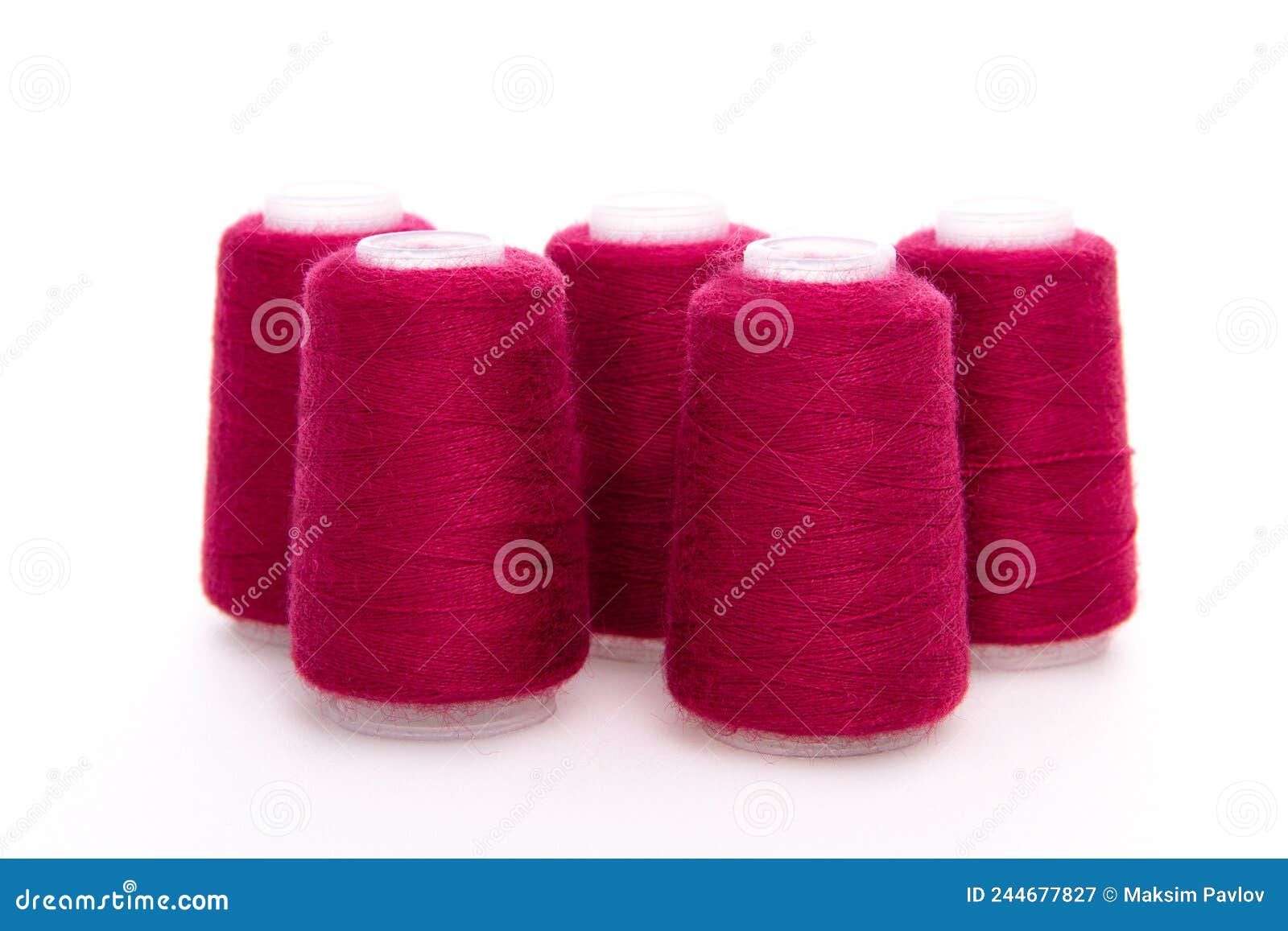 Red Spool of Thread Isolated on White Background. Skein of Woolen ...