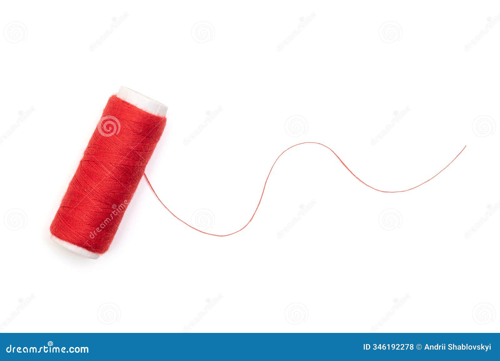 Red Spool of Thread Isolated on White, Top View Stock Photo - Image of ...
