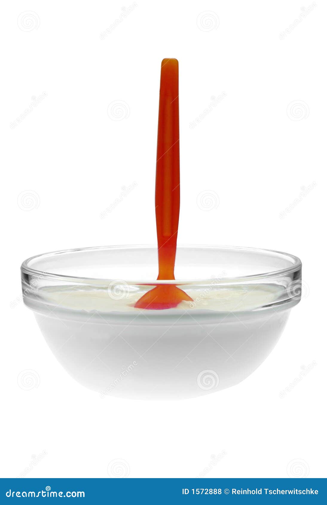 A Red Spoon Sticking in a Bowle Full of Curd Stock Photo - Image of ...