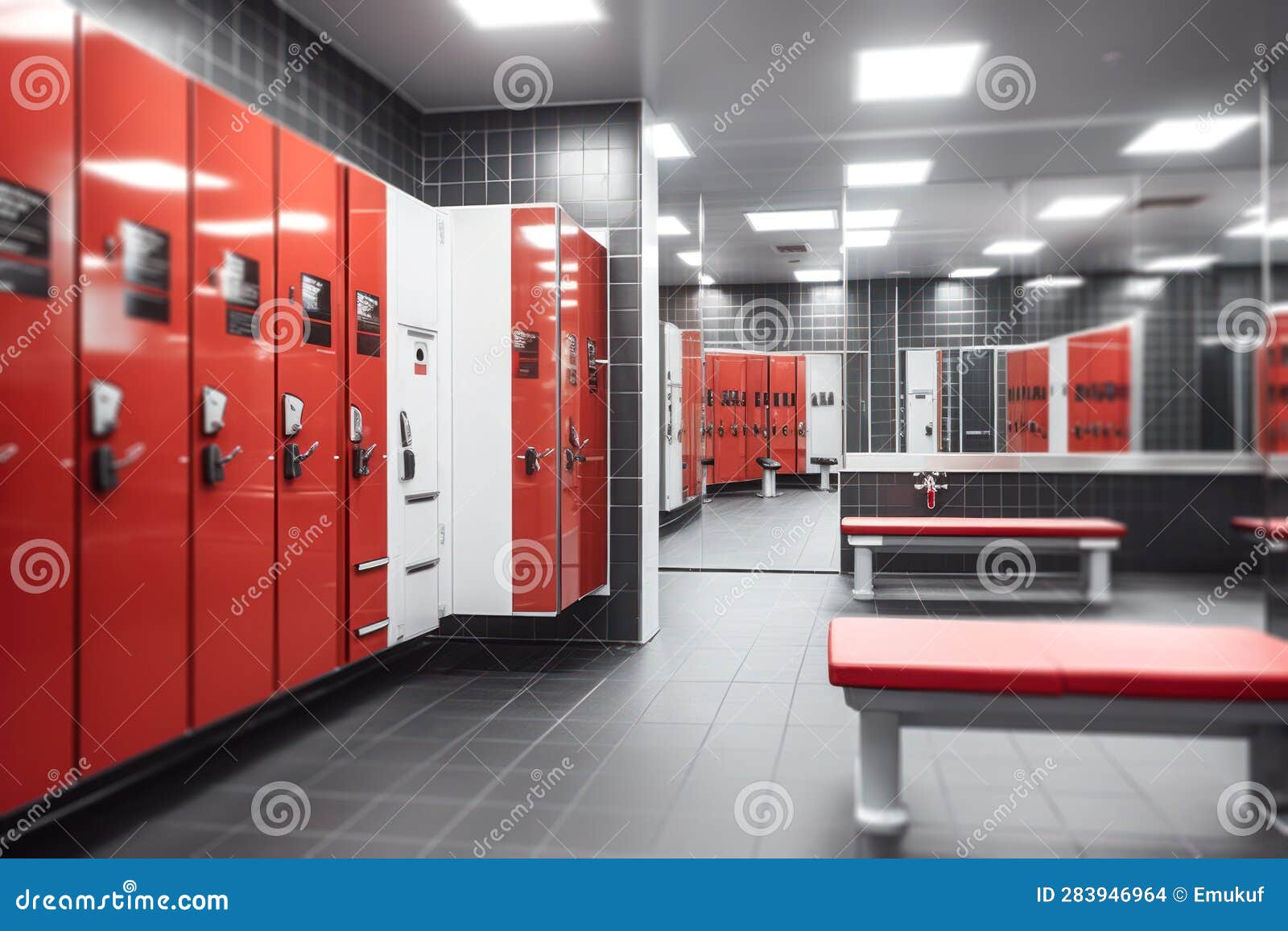 Red Sports Locker Room Generative Ai Stock Illustration - Illustration ...