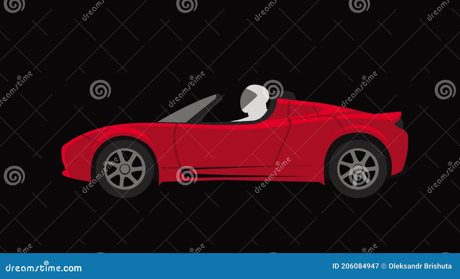 Tesla-roadster in Open Space. Red Sports Roadster on a Black Background ...