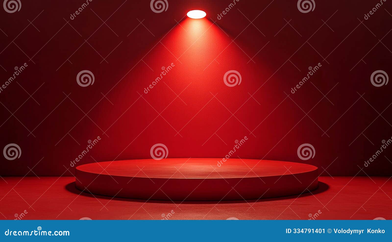 Red Spotlight on Empty Circular Stage, Dramatic Presentation ...
