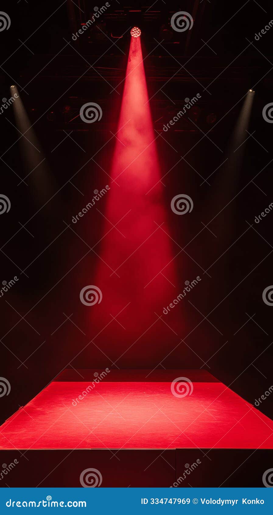 Red Spotlight on Empty Stage with Dramatic Lighting and Dark Background ...