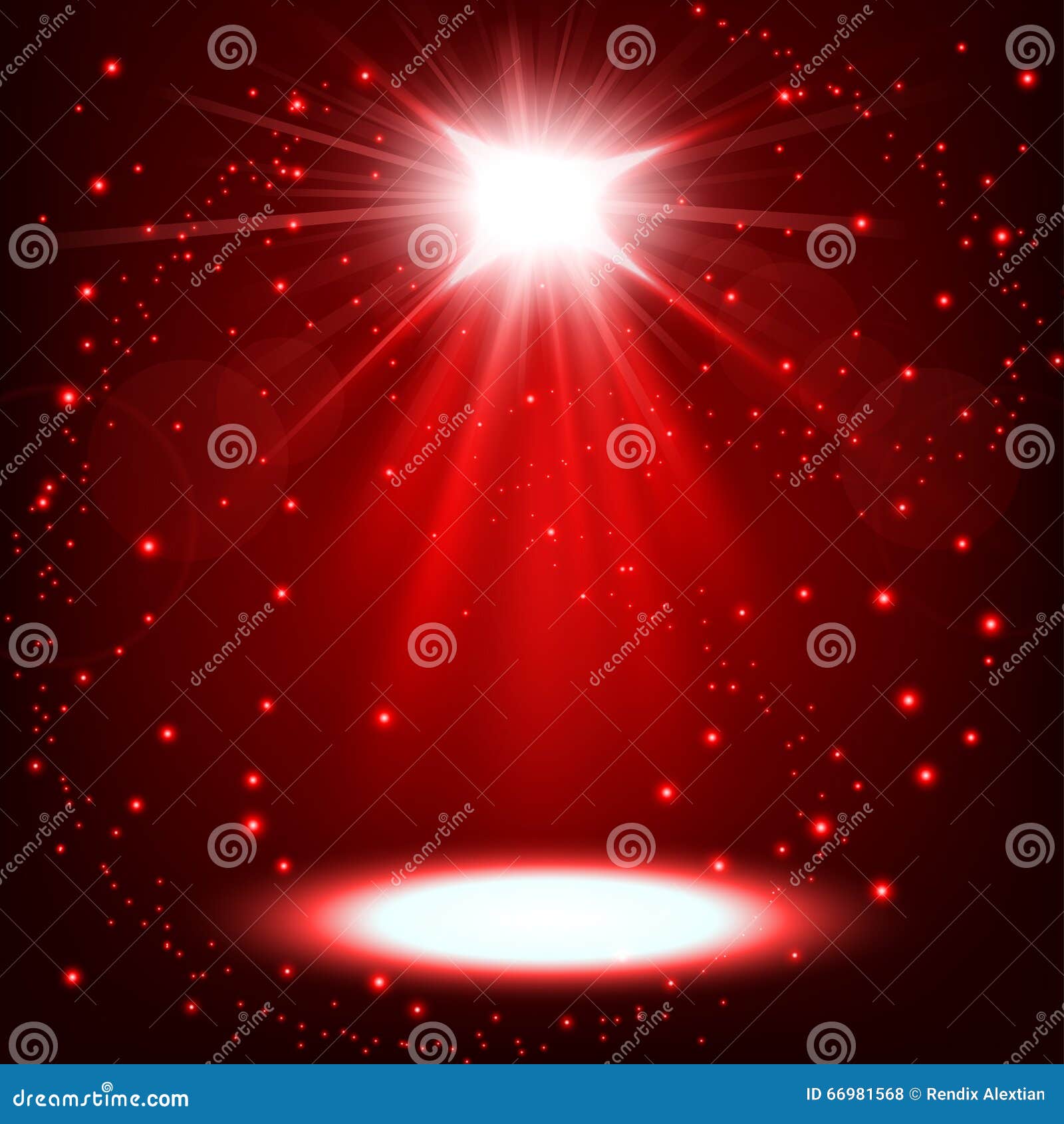 Red Spotlight Shining with Sprinkles Floating Stock Vector ...