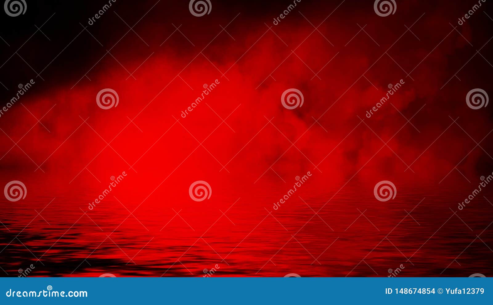 Red Spotlight Smoke with Reflection in Water. Mistery Fog Texture ...
