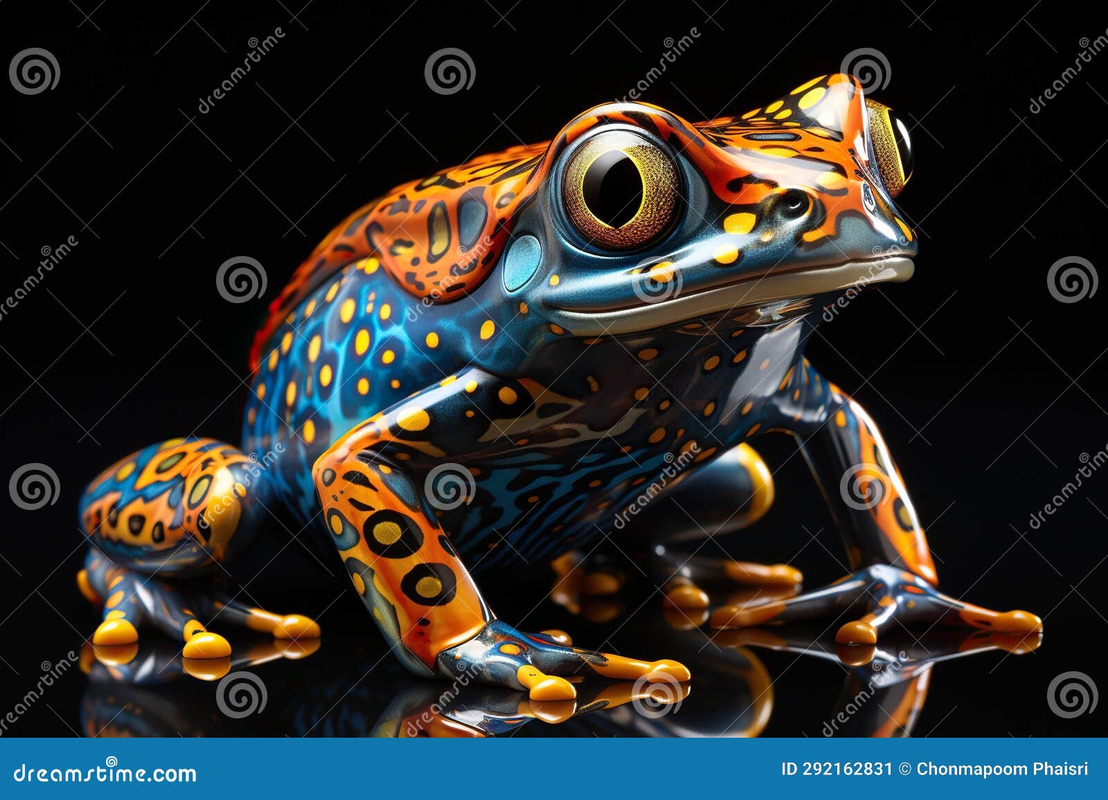 Red-spotted Tree Frog, Dendrobates Tinctorius, Isolated On Black ...