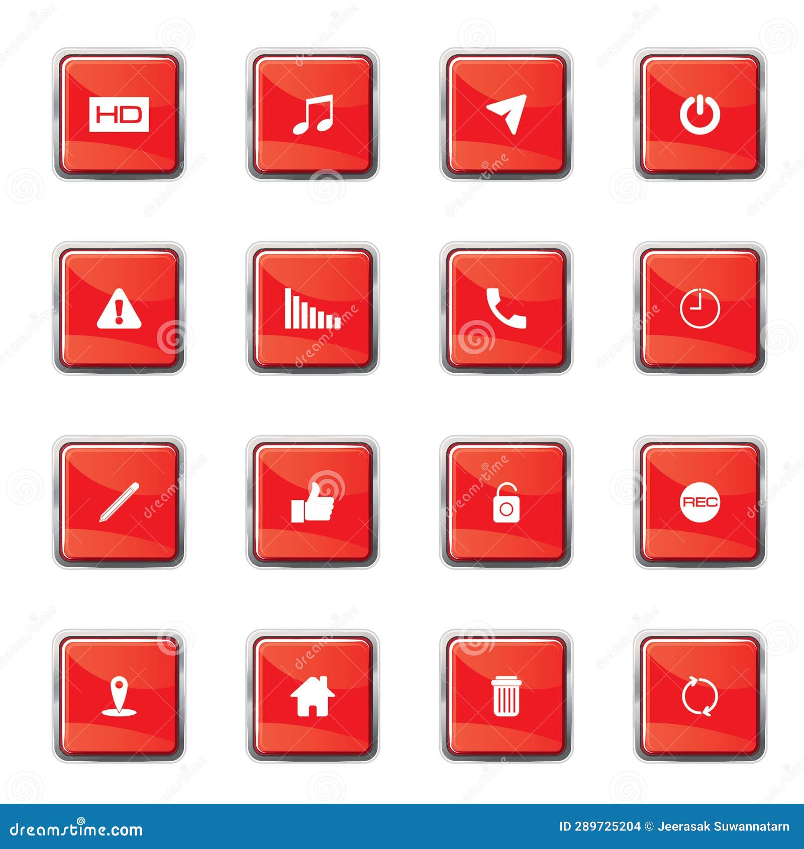 The Red Square Button Has Several Symbols Stock Vector - Illustration ...